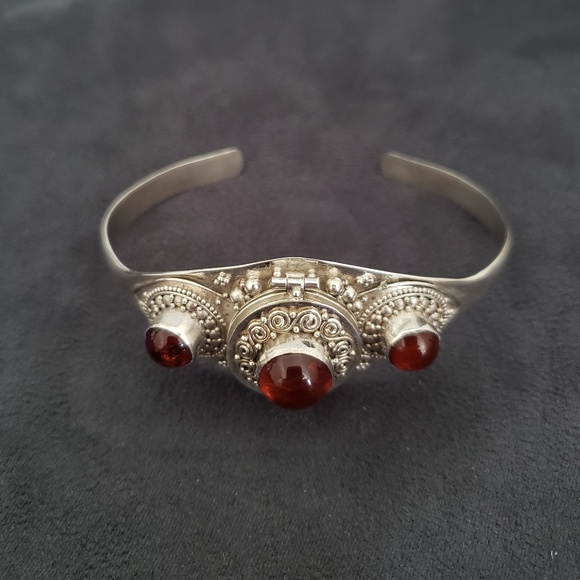unknown | Jewelry | Sterling Silver Poison Cuff Bracelet With Amber ...